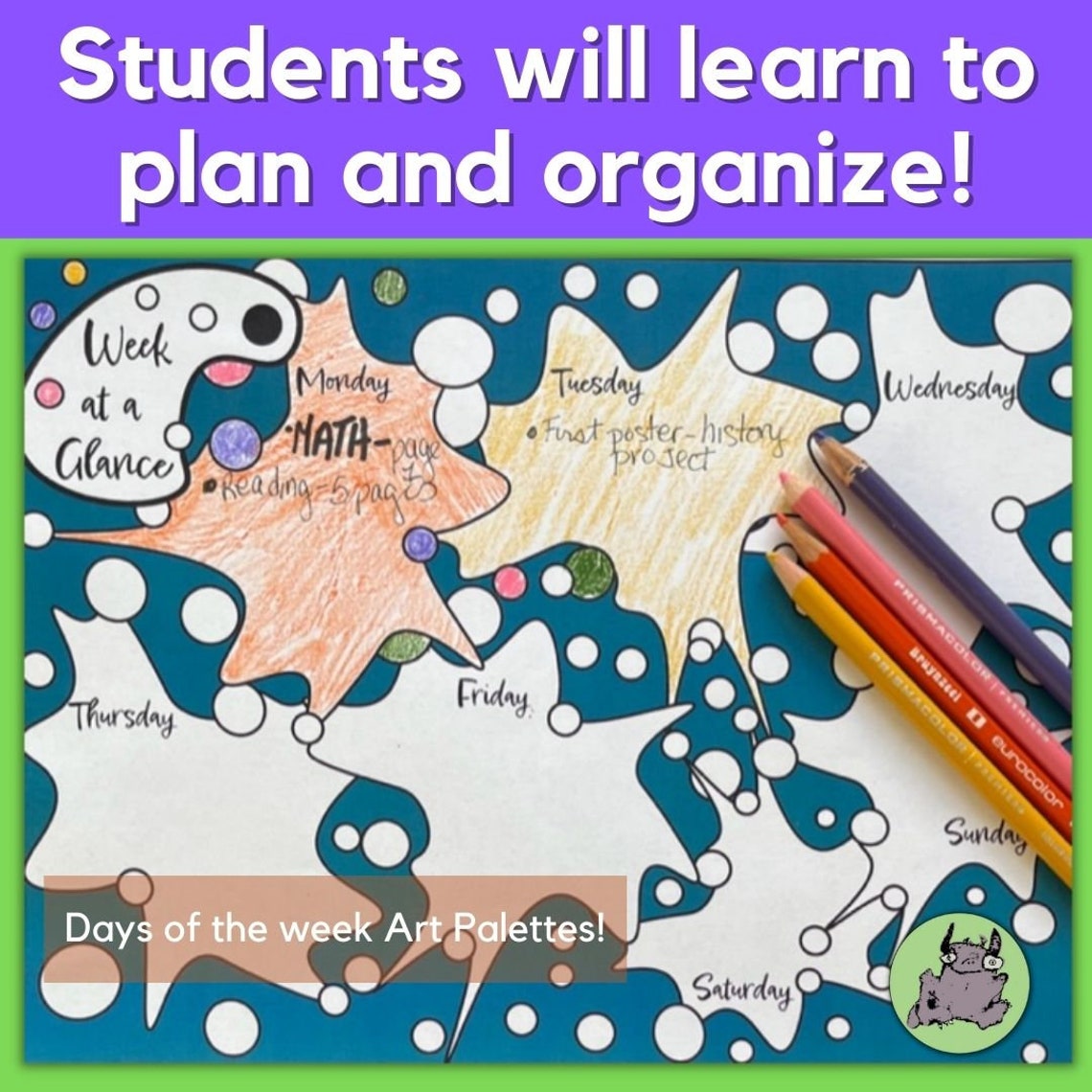 Executive Function Weekly Planner Activity for Student Organization - Etsy