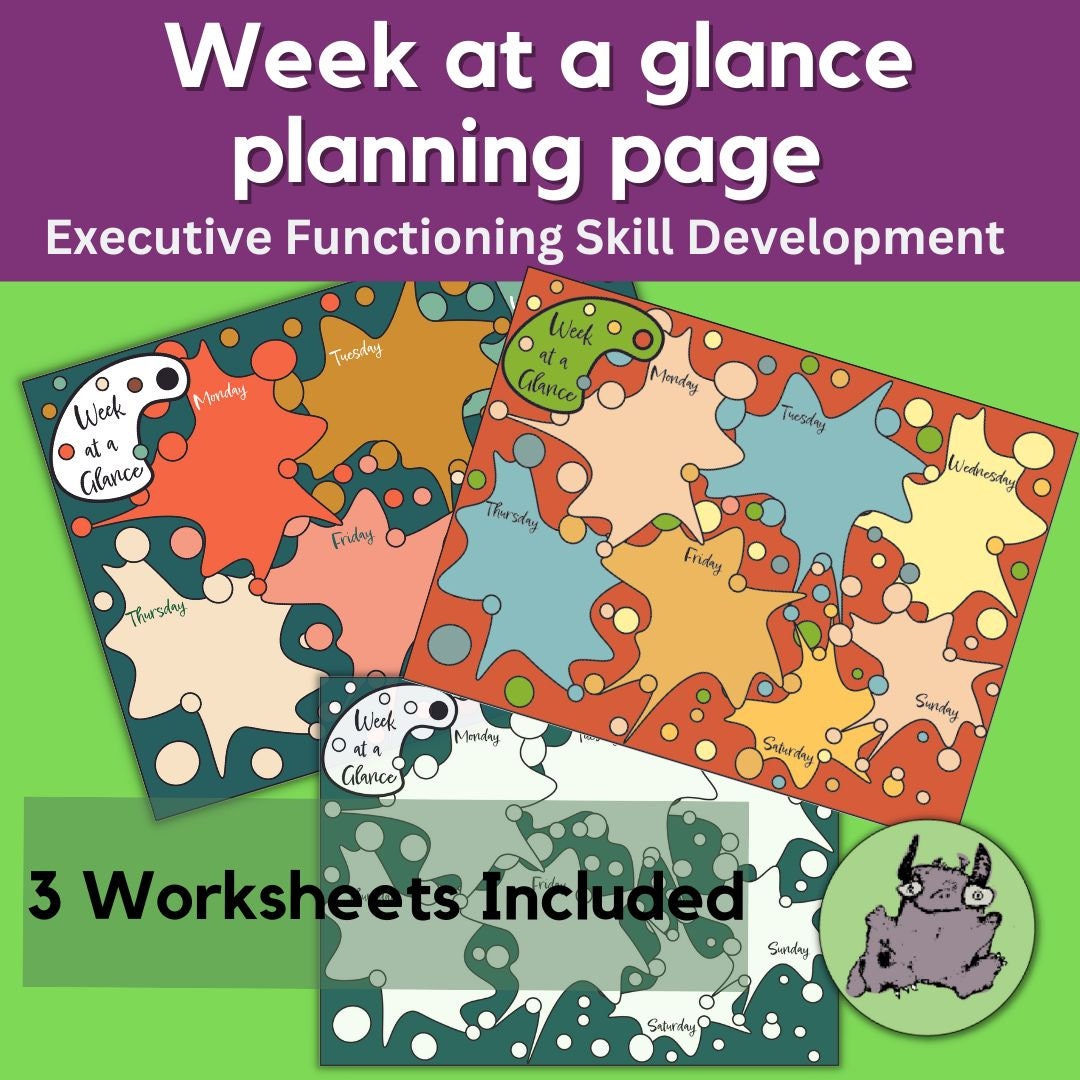 Executive Function Weekly Planner Activity for Student Organization - Etsy