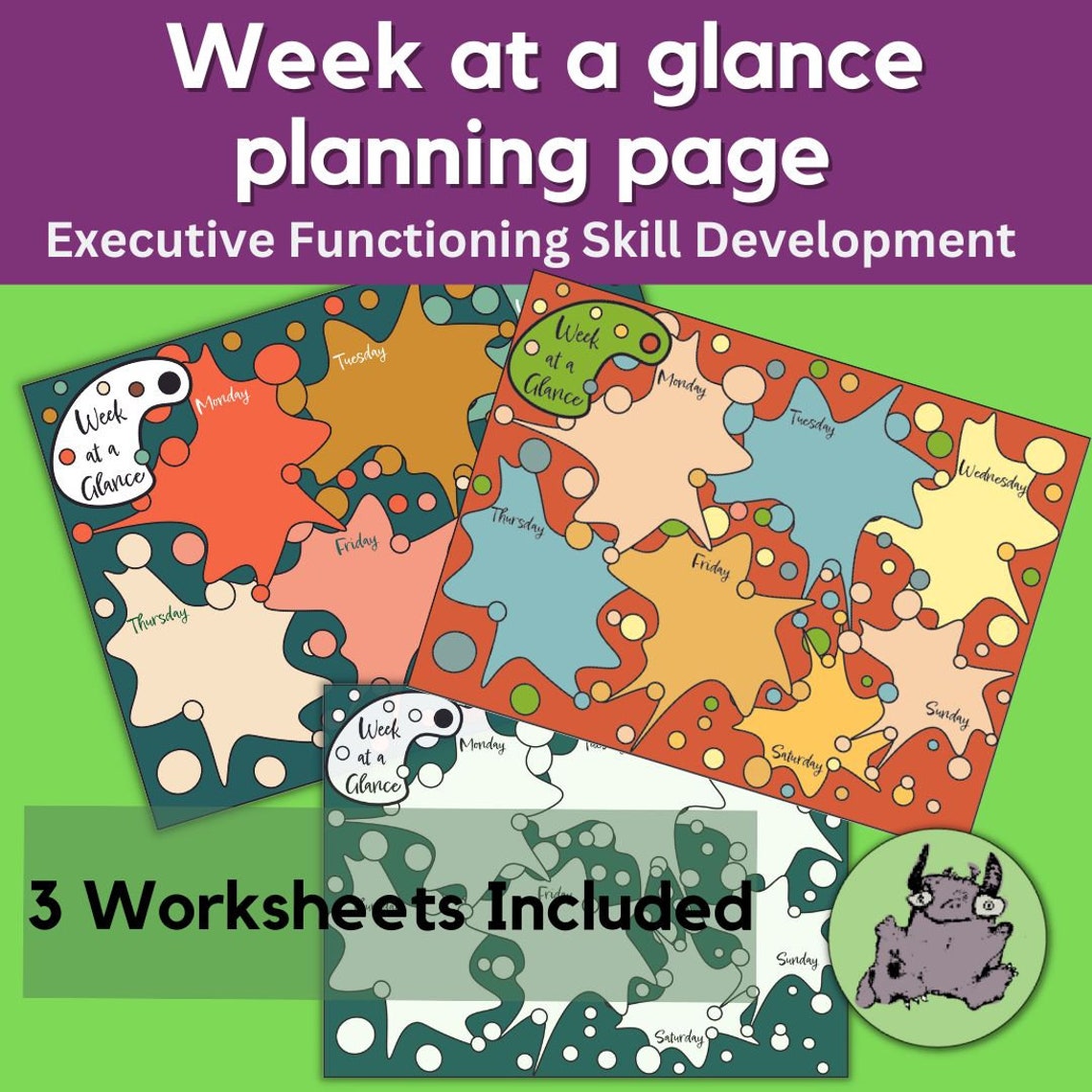 Executive Function Weekly Planner Activity for Student Organization - Etsy