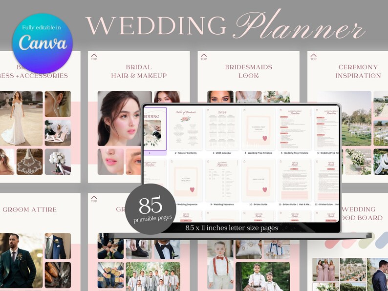 Ultimate Digital Wedding Planner Canva Template Wedding Planner Printable Canva Template ...