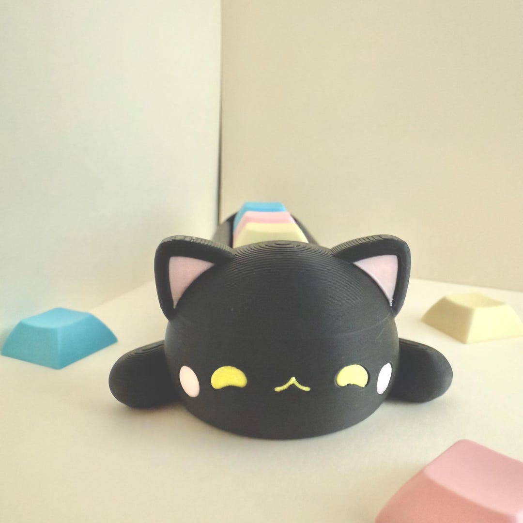 3-key Black Kitty Keyboard Fidget | Customizable | 3D Printed - Etsy
