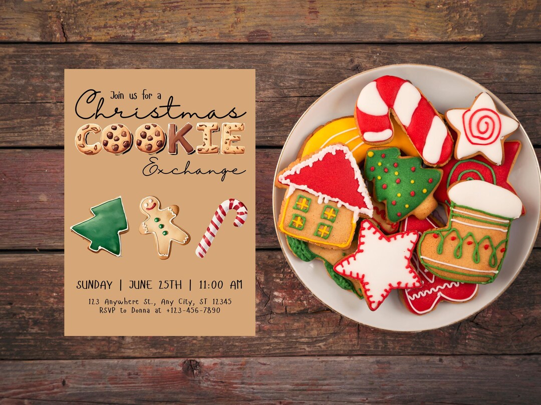 Christmas Cookie Exchange Invitation: Editable Holiday Party Template ...