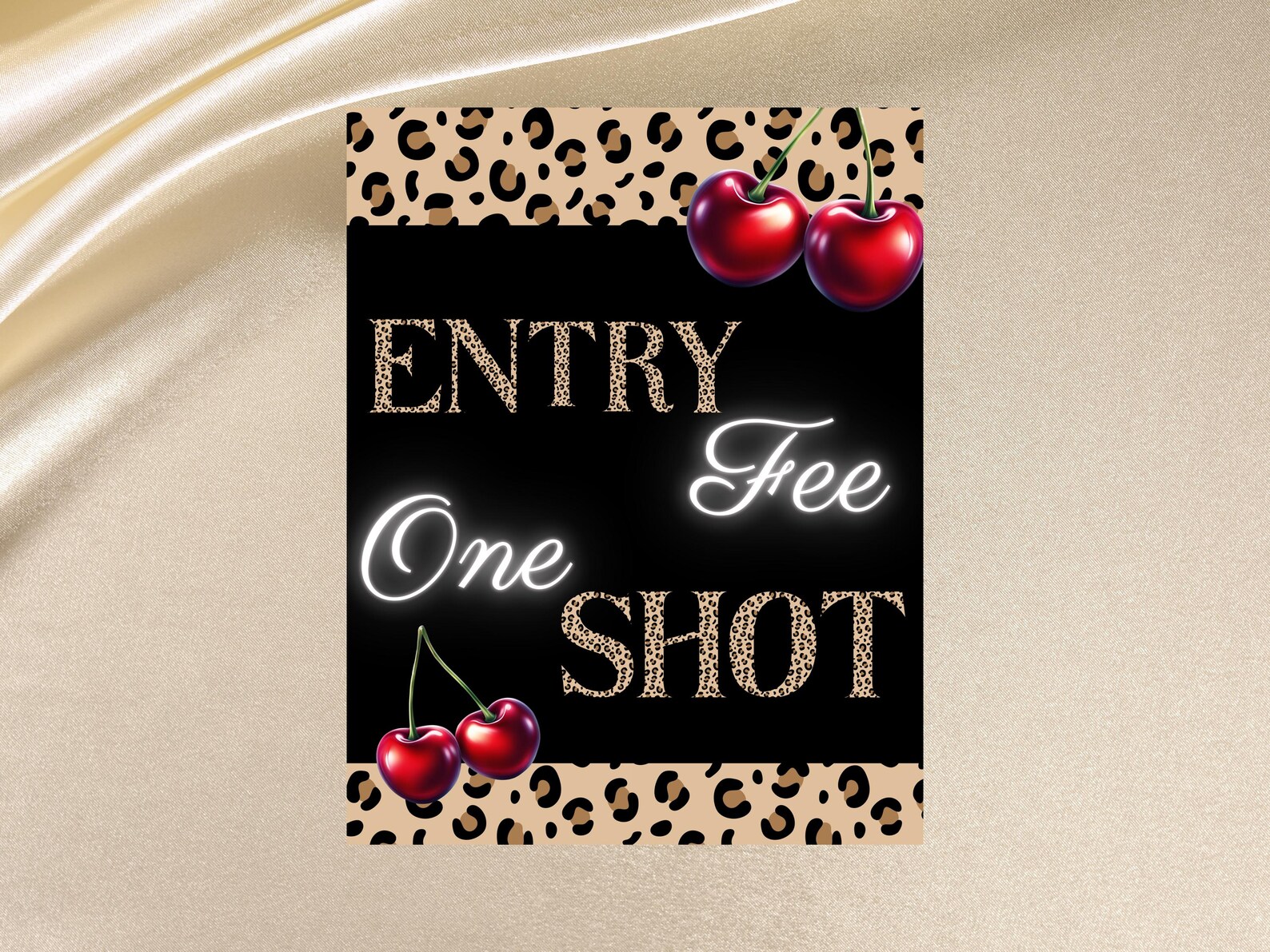 Cheetah Party Entry Fee Sign: Bachelorette, Birthday (PDF Download 8 ...