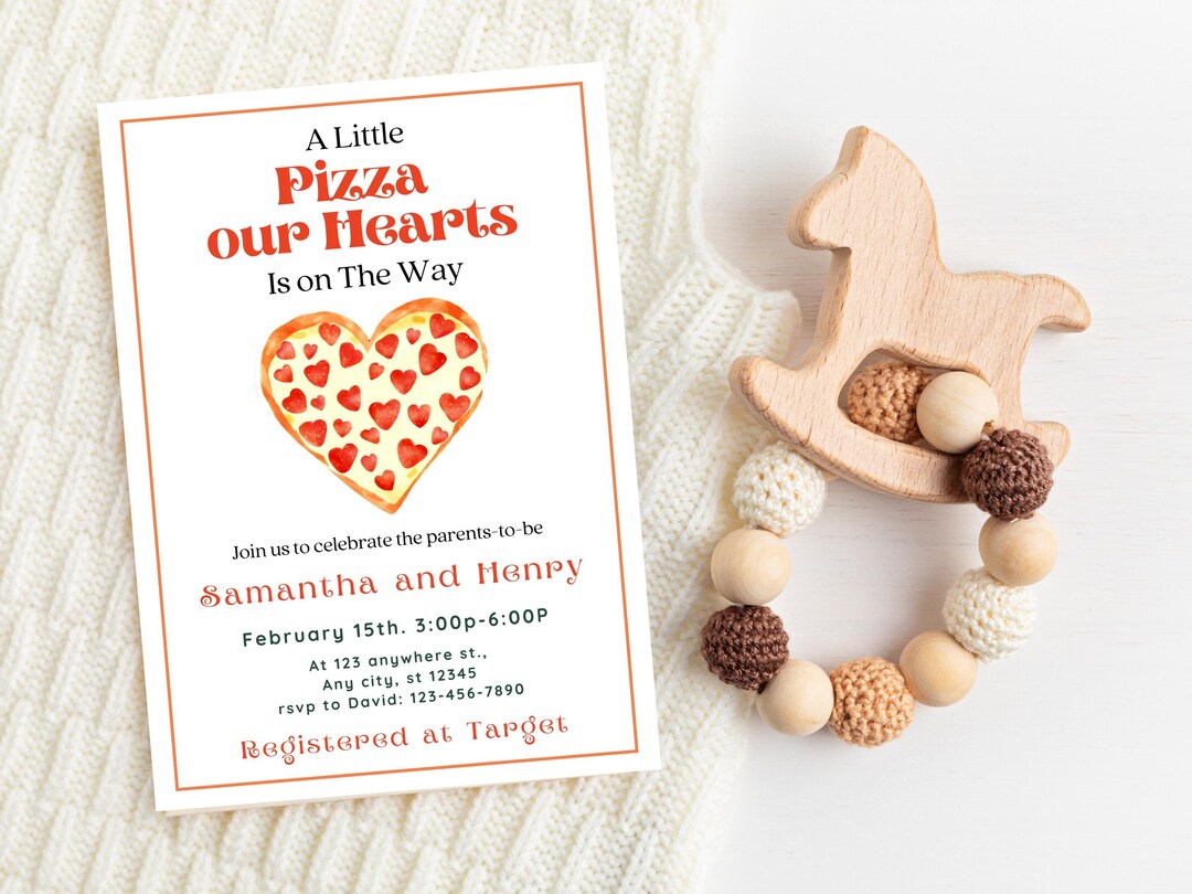 A Little Pizza Our Heart Invitation - Pizza Baby Shower Evites ...