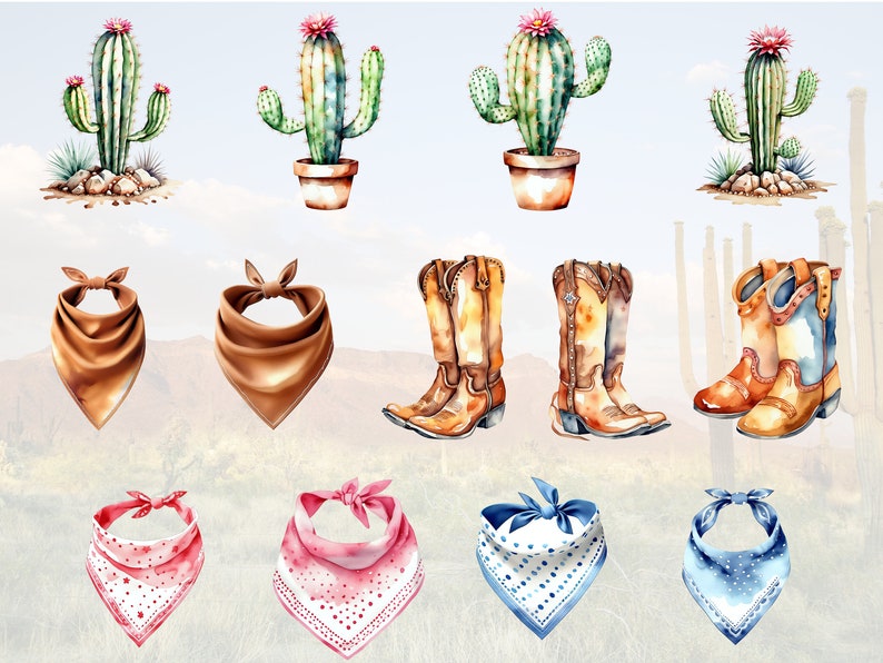 Watercolor Western Cowboy Clipart, Cowboy Boots Clip Art, PNG Clipart ...