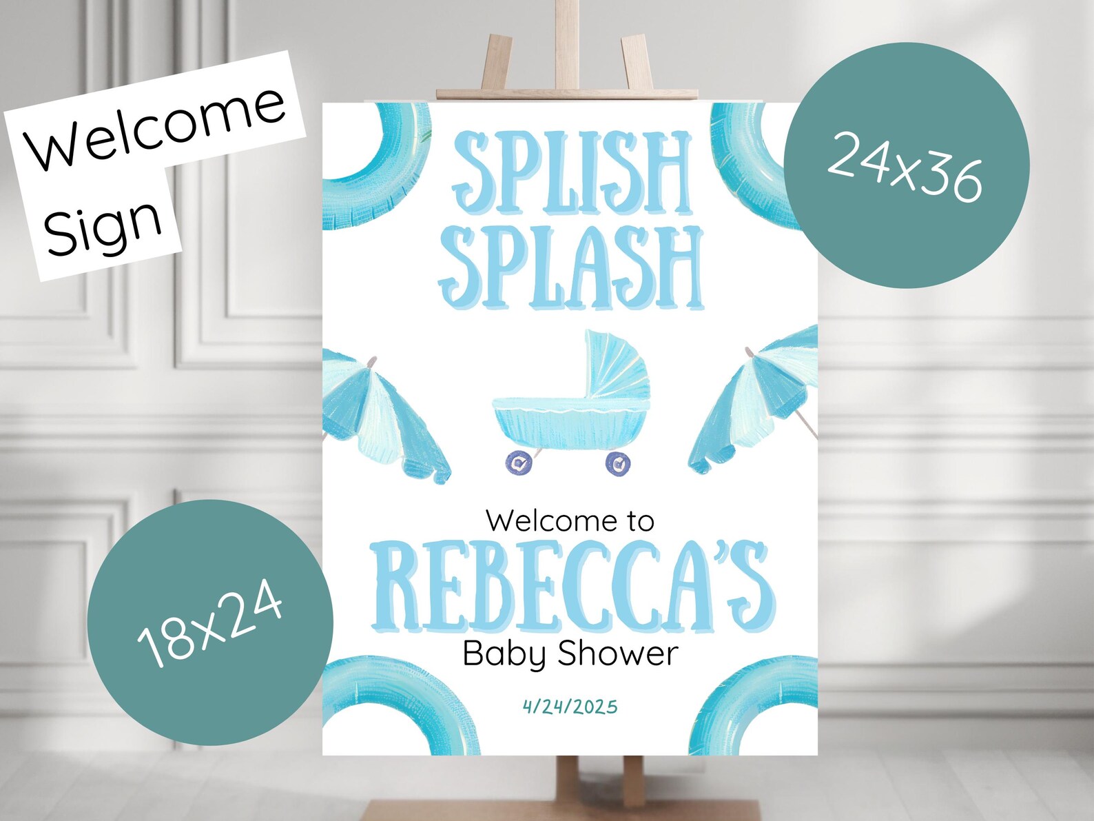 FULL Splish Splash Baby Shower Bundle - Editable Pool Party Invite ...