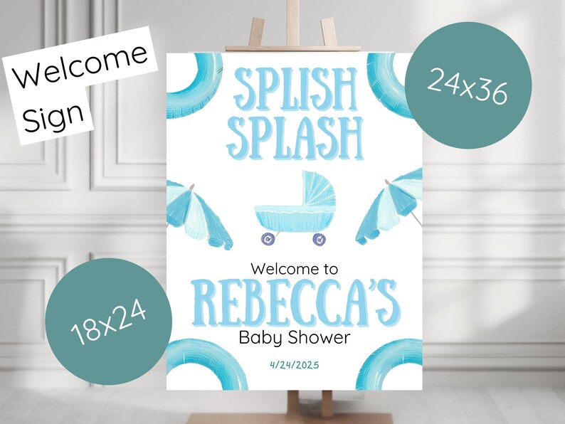 FULL Splish Splash Baby Shower Bundle - Editable Pool Party Invite ...