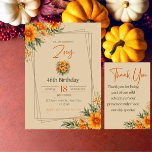 October Marigold Birthday Invitation: Editable Template (digital ...