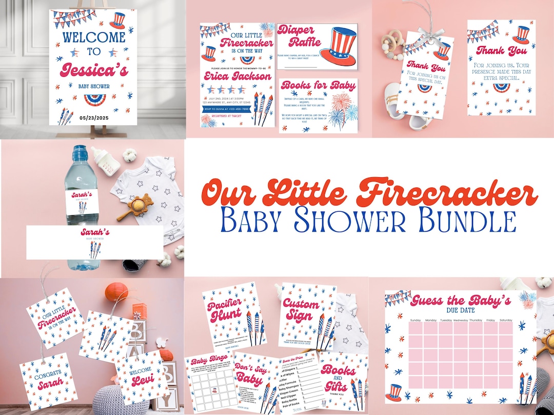 Firecracker Baby Shower Bundle: Patriotic Decorations & Games (digital ...