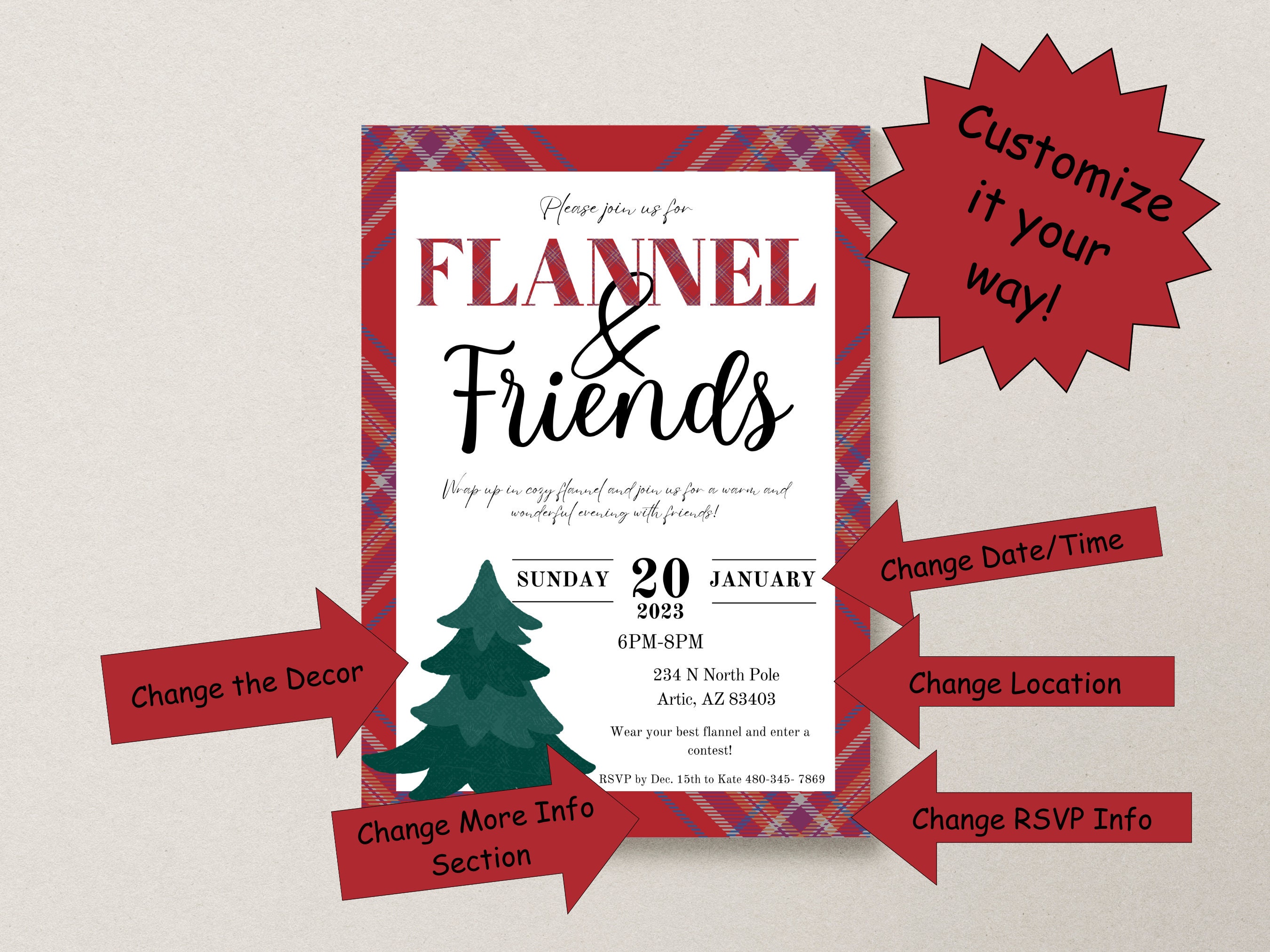 Flannel and Friends Invitation - Friendsgiving Invitation Flannel and ...