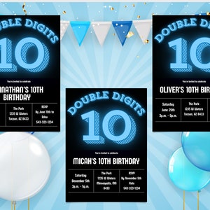 Editable Double Digits Birthday Invitation (PDF) - Etsy