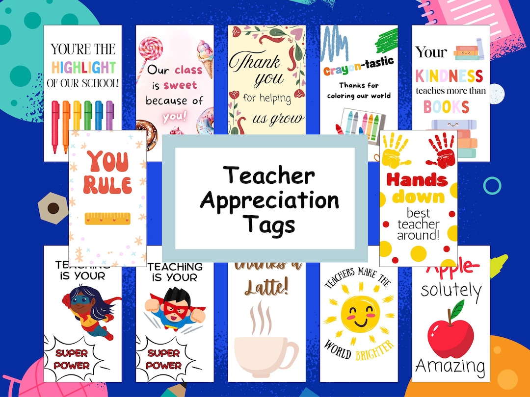 Teacher Appreciation Gift Tags: Printable Thank You Bundle (digital ...