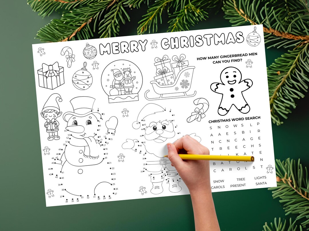 Christmas Activity Mat for Preschool Kids | Holiday Printable Games ...