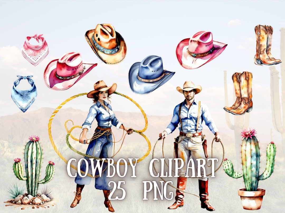 Watercolor Western Cowboy Clipart, Cowboy Boots Clip Art, PNG Clipart ...