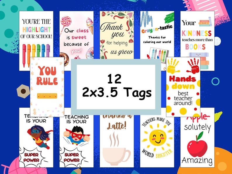Teacher Appreciation Gift Tags: Printable Thank You Bundle (digital ...