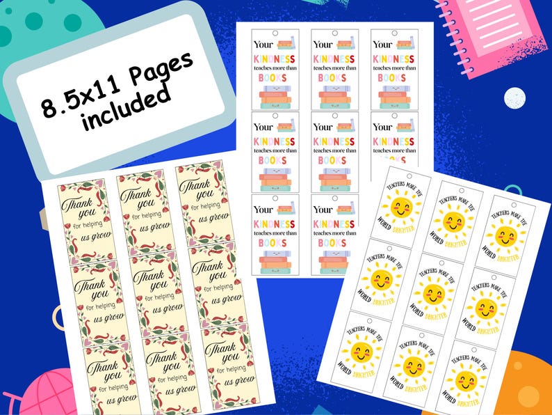 Teacher Appreciation Gift Tags: Printable Thank You Bundle (digital ...