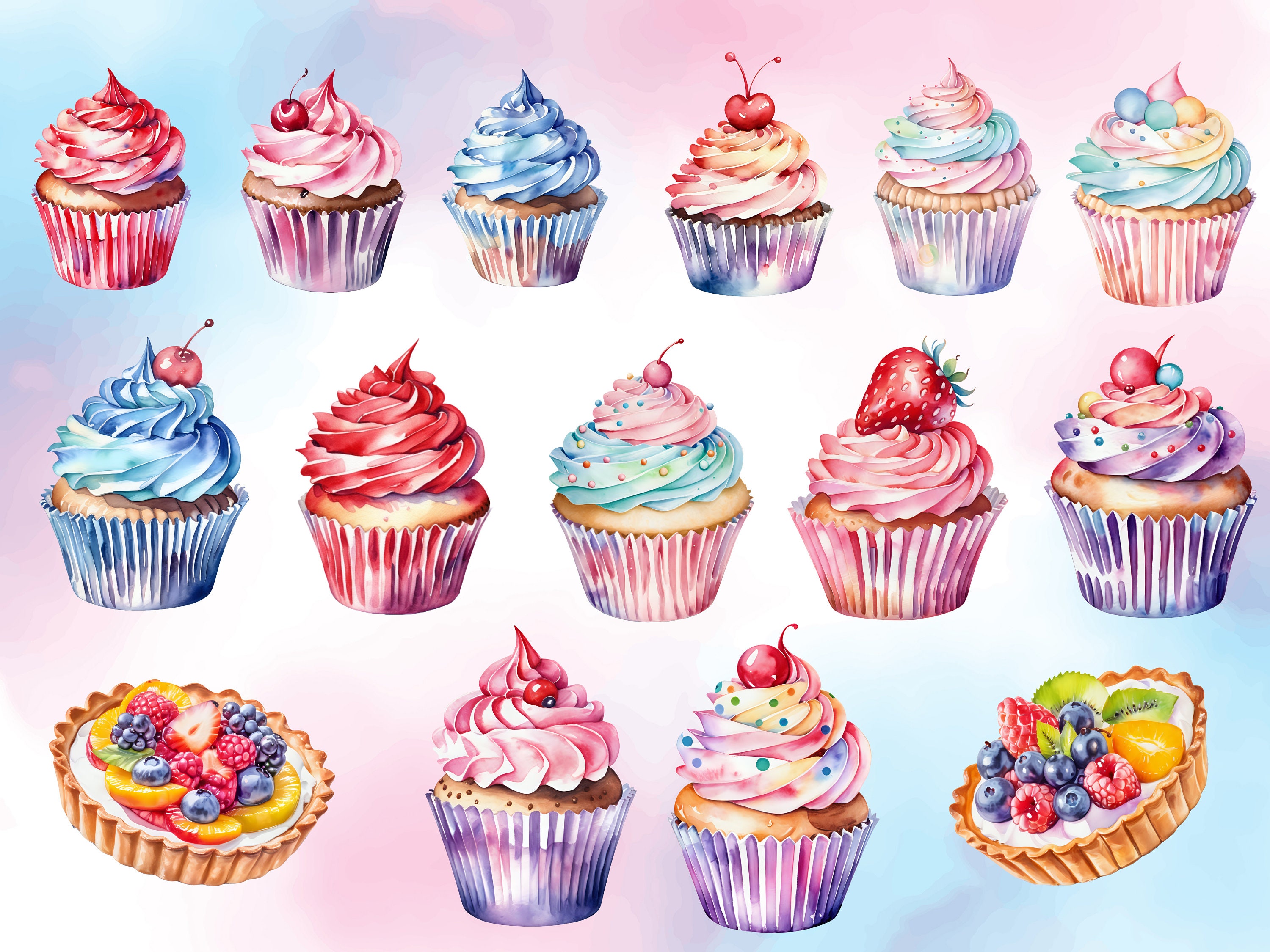 Sweet Treats Clipart, Desserts Clipart, Cupcakes Ice Cream Donuts, PNG ...
