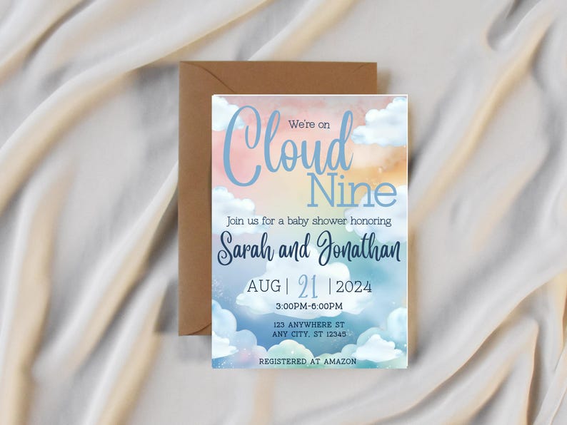 Invitación para baby shower de Cloud Nine: fiesta con temática de nubes ...