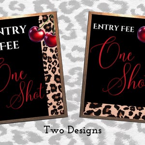 Cheetah & Cherries Entry Fee Sign: Bachelorette, Birthday Party (8.5x11 ...