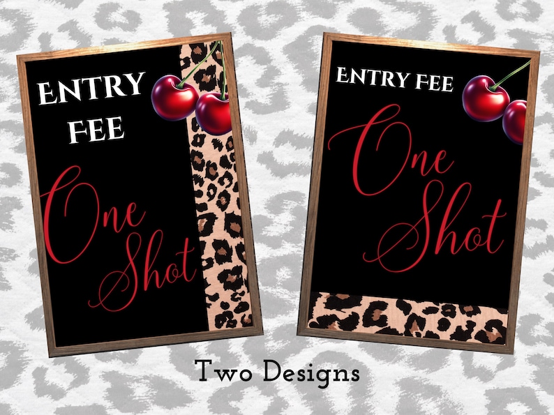 Cheetah & Cherries Entry Fee Sign: Bachelorette, Birthday Party (8.5x11 ...
