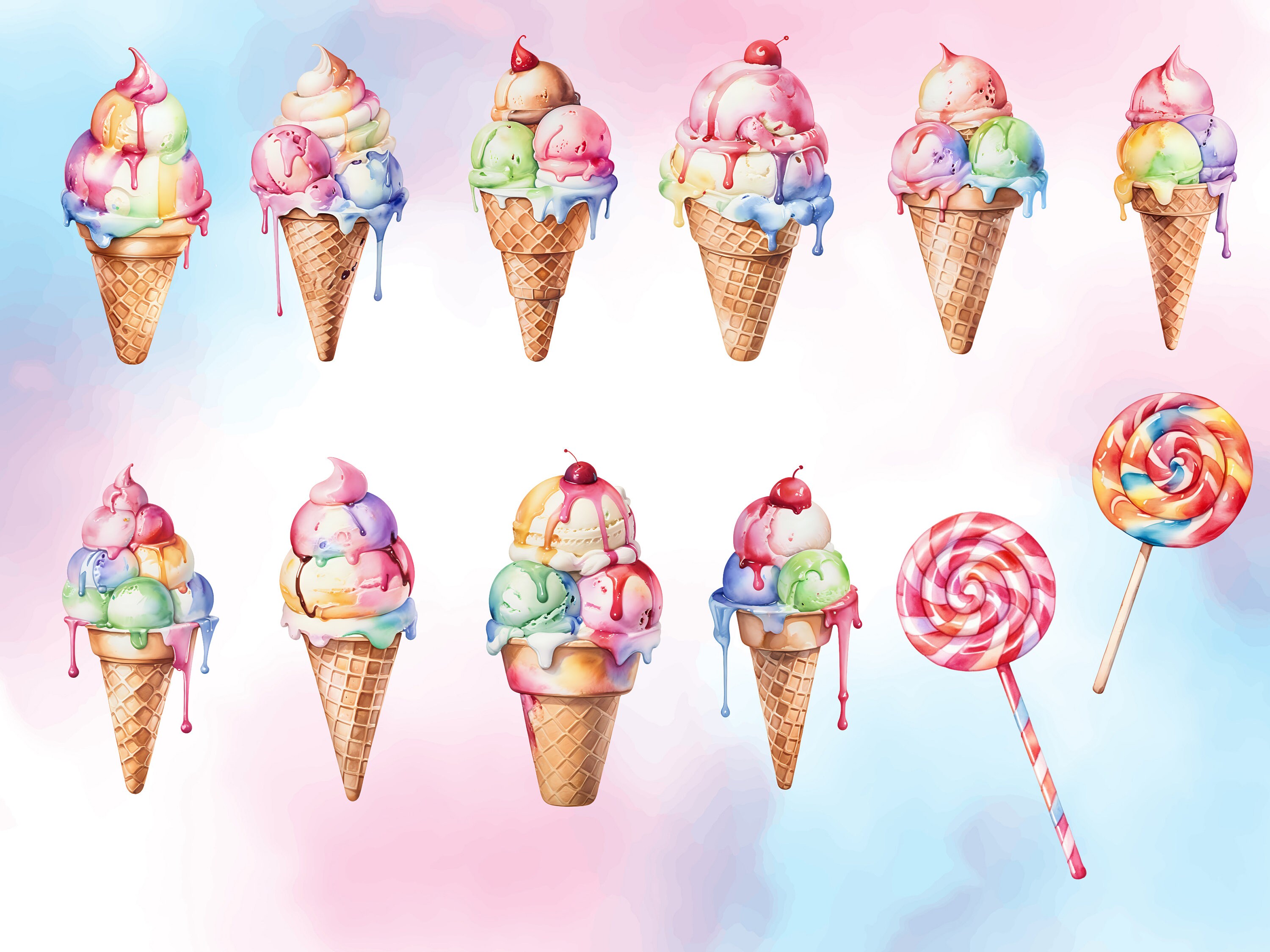 Sweet Treats Clipart, Desserts Clipart, Cupcakes Ice Cream Donuts, PNG ...