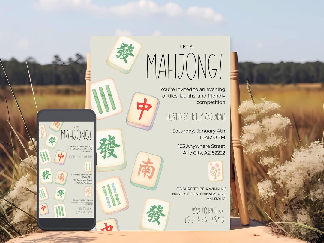 Let's Mahjong Party Invitation: Housewarming Party Invite (digital ...