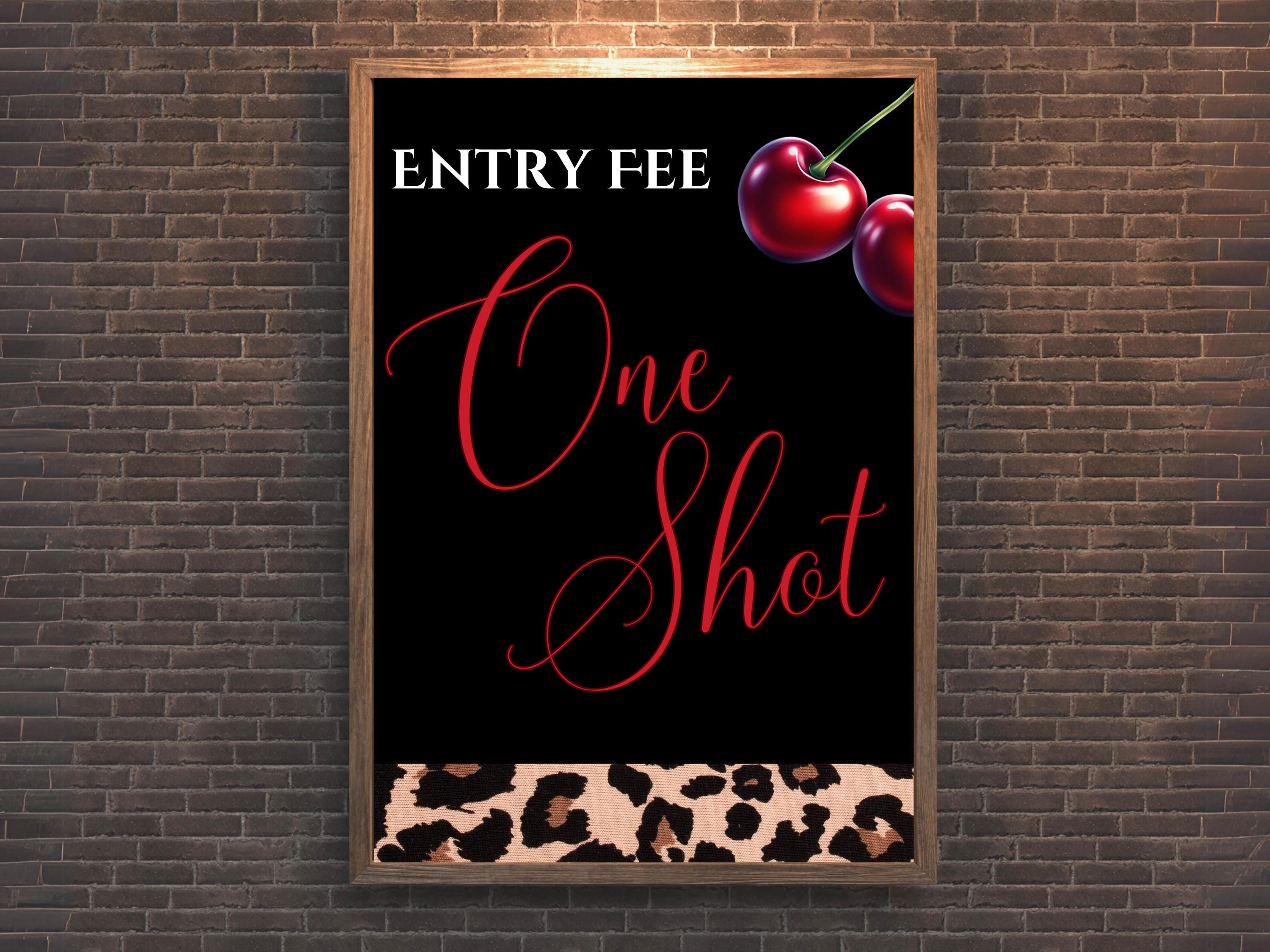 Cheetah & Cherries Entry Fee Sign: Bachelorette, Birthday Party (8.5x11 ...
