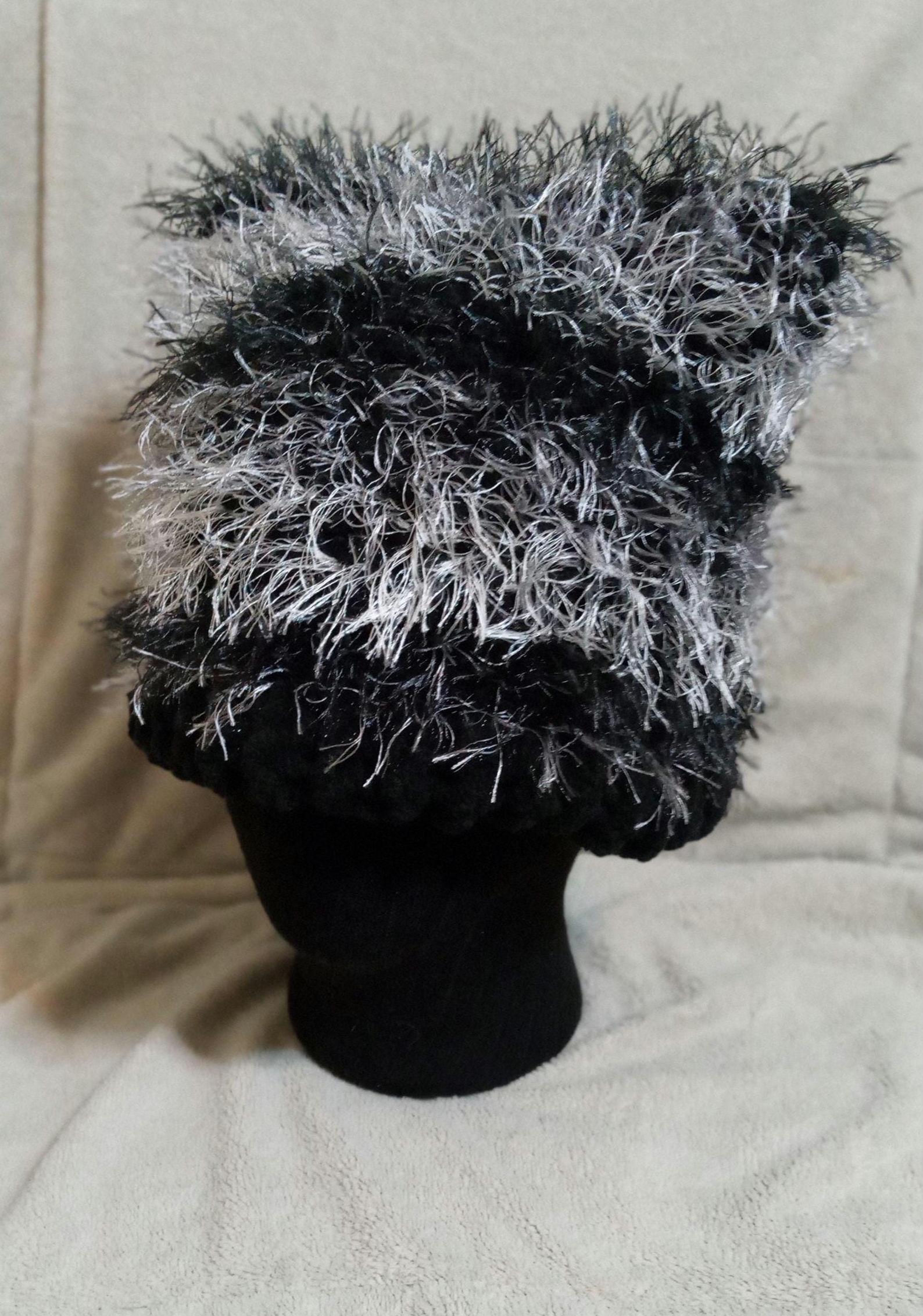 Fuzzy Cat Hat Black and Gray - Etsy