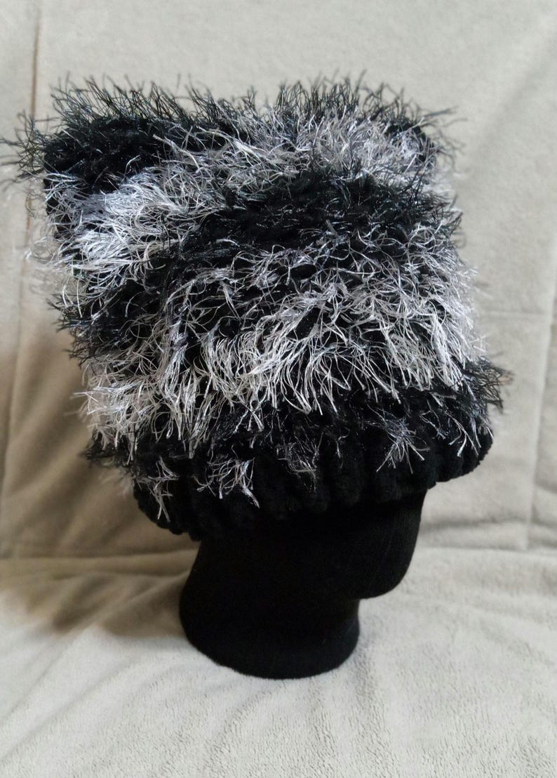 Fuzzy Cat Hat Black and Gray - Etsy