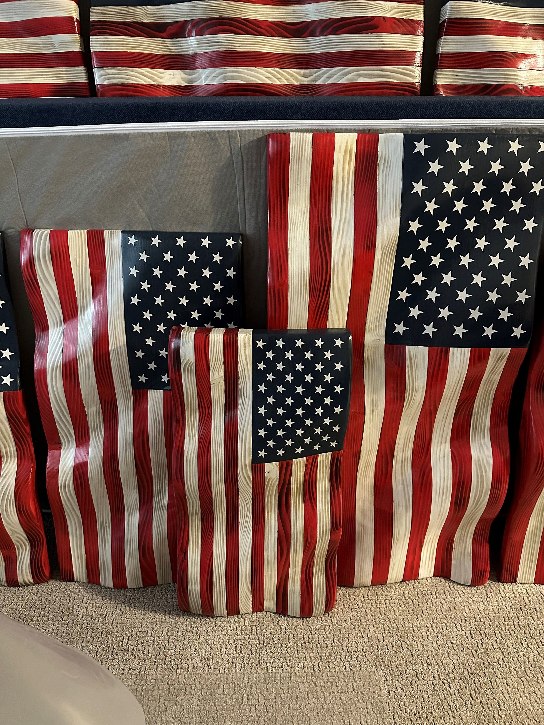 Wooden American Flag, Wooden Wavy American Flag, Wavy Wood American ...