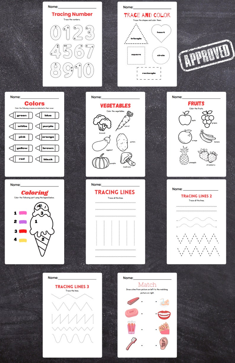 Fun Coloring and Tracing Chart - Etsy