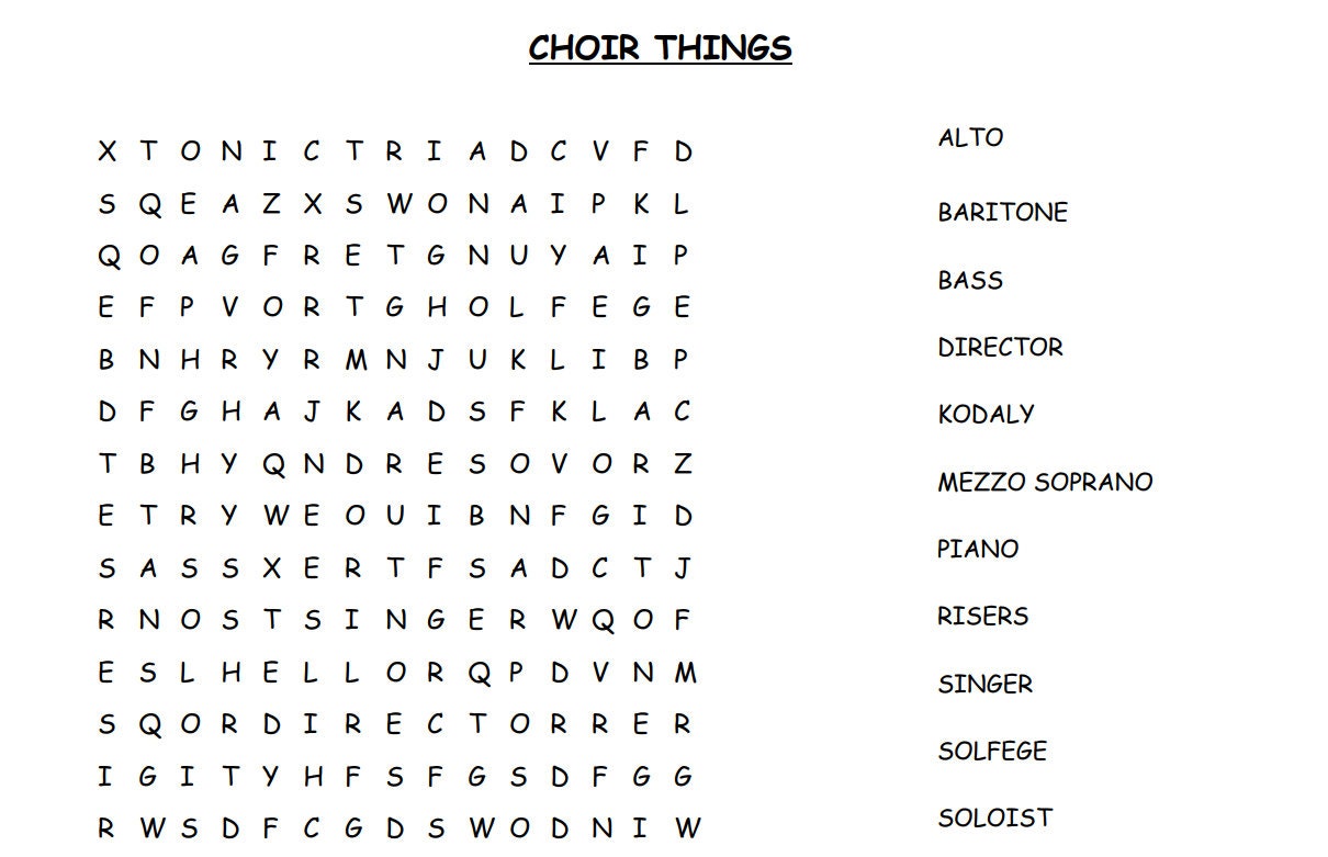 Music Themed Word Search Worksheets - Etsy