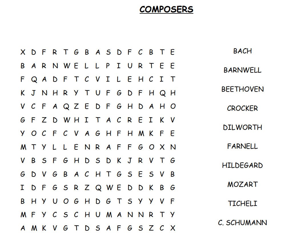 Music Themed Word Search Worksheets - Etsy