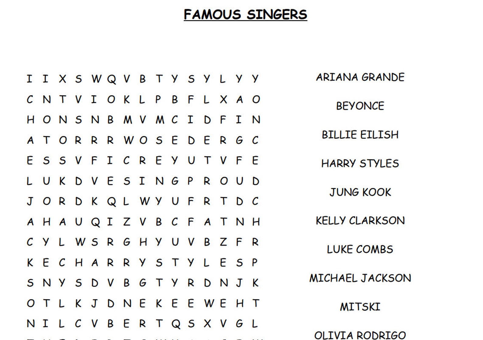 Music Themed Word Search Worksheets - Etsy