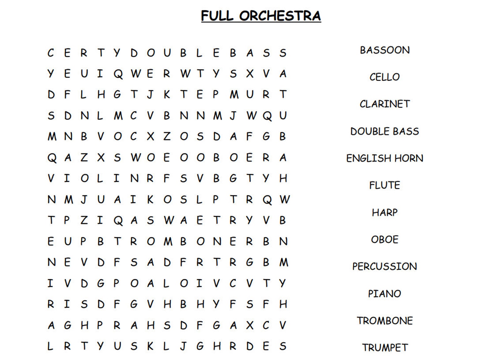 Music Themed Word Search Worksheets - Etsy