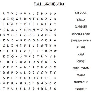 Music Themed Word Search Worksheets - Etsy