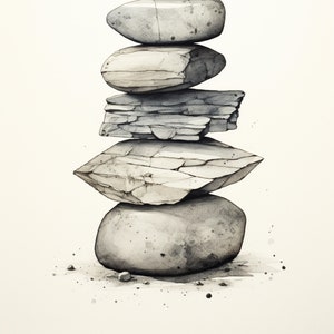 Imaginary Arte balanced Stones, Modern Art, Minimalist, Digital ...