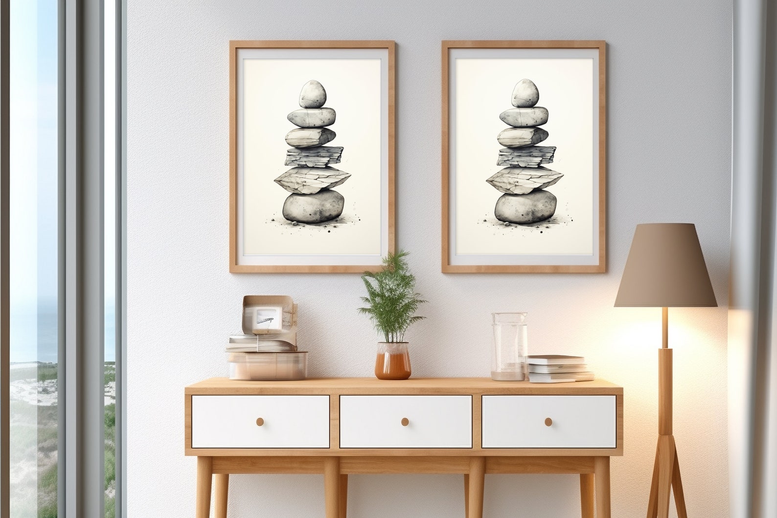 Imaginary Arte "balanced Stones", Modern Art, Minimalist, Digital ...