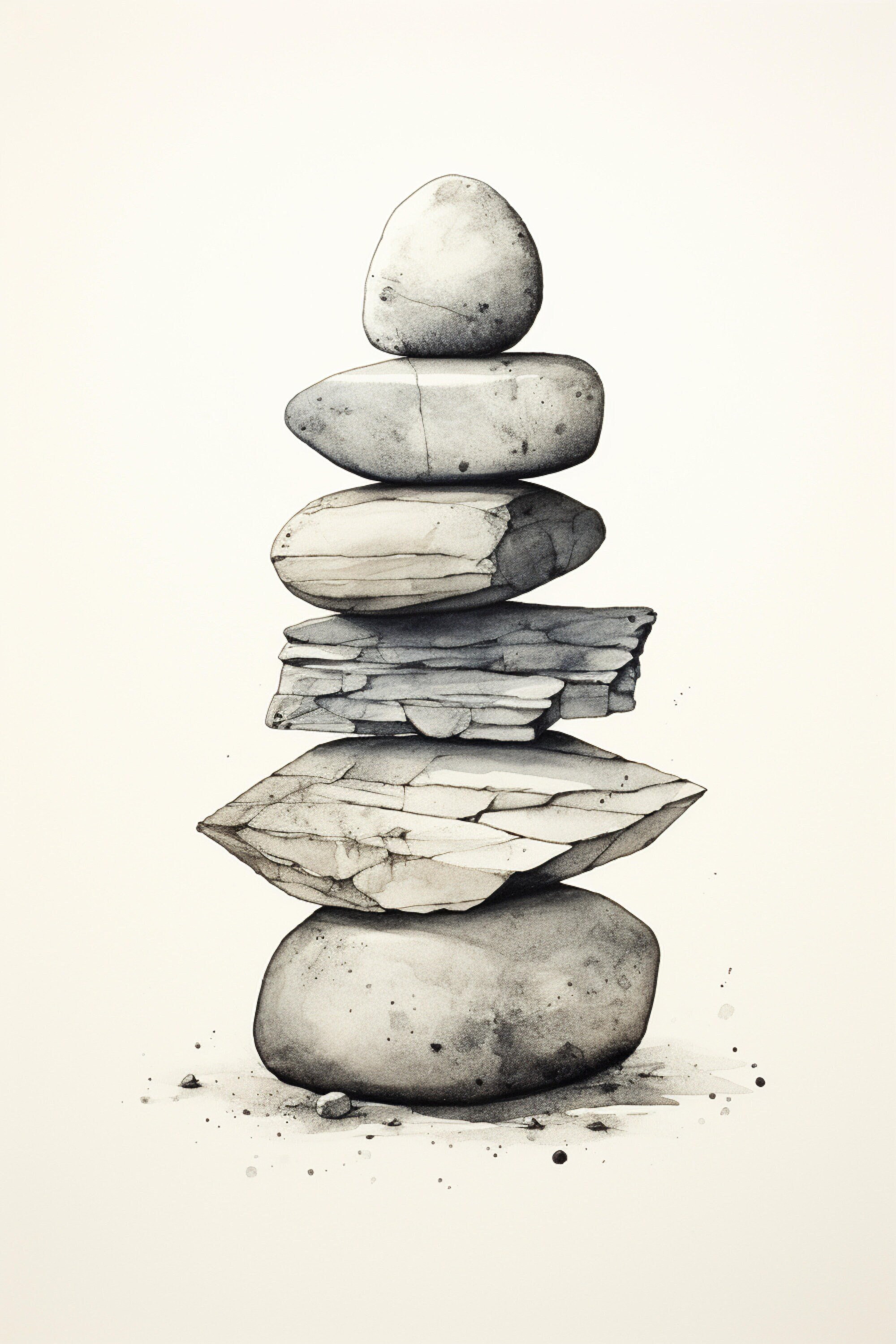 Imaginary Arte balanced Stones, Modern Art, Minimalist, Digital ...
