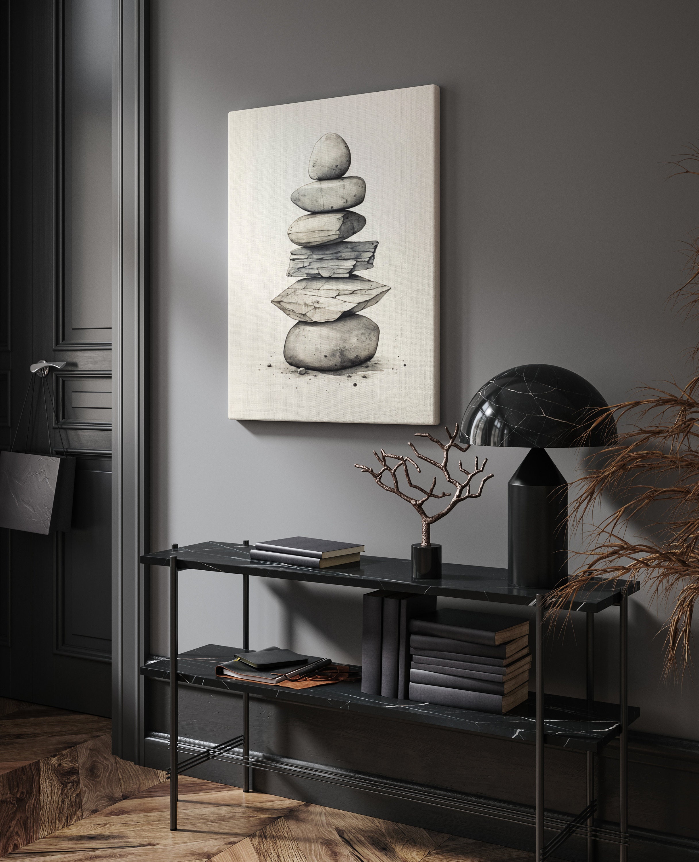 Imaginary Arte balanced Stones, Modern Art, Minimalist, Matte Canvas ...