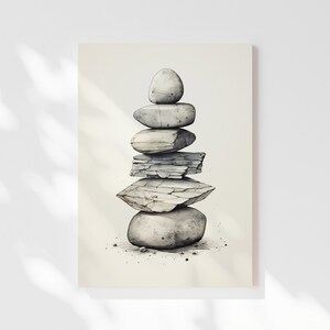 Imaginary Arte "balanced Stones", Modern Art, Minimalist, Digital ...
