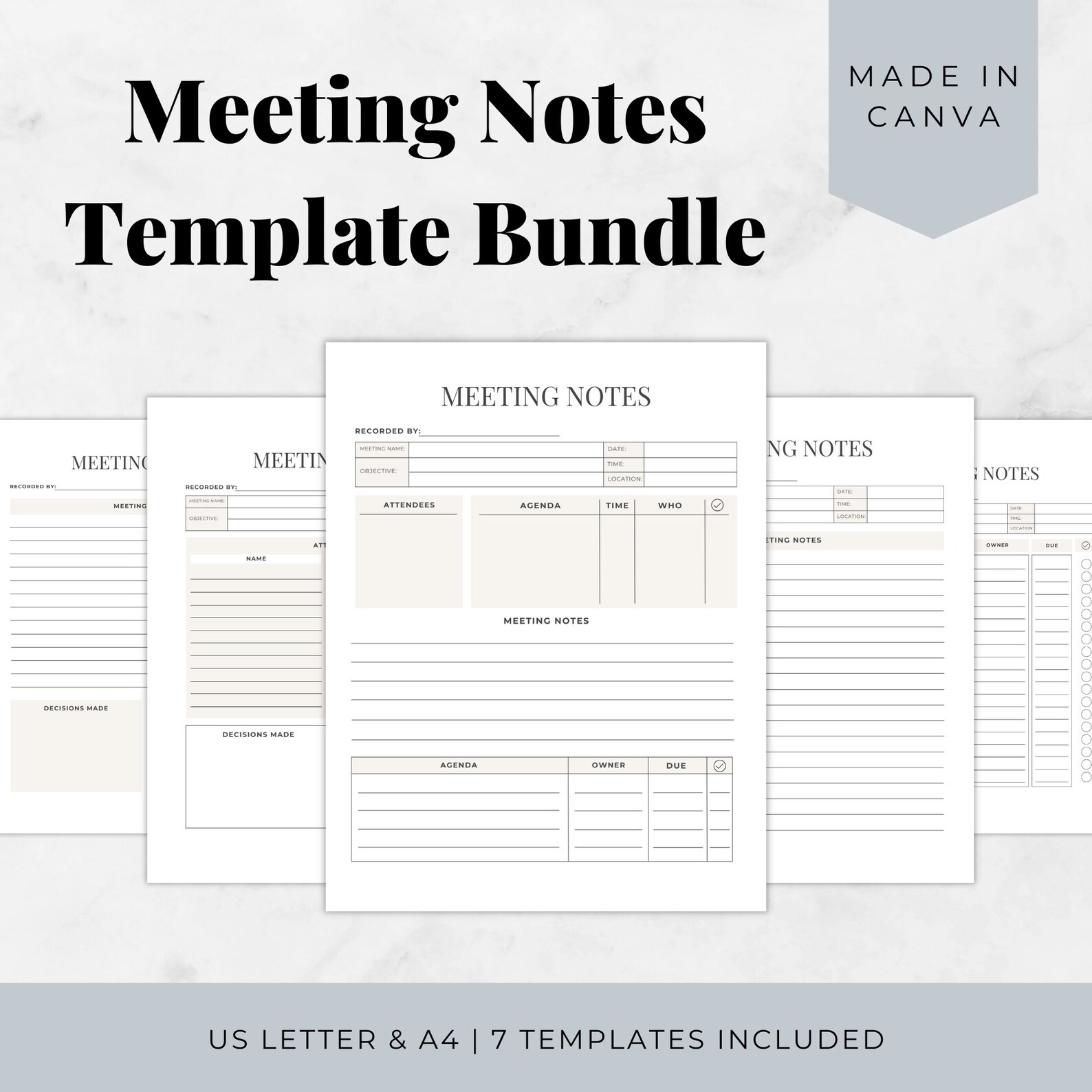 Meeting Notes Template Meeting Planner Weekly Meeting Notes Meeting ...