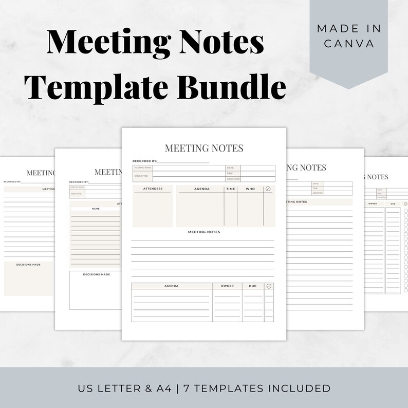 Meeting Notes Template Meeting Planner Weekly Meeting Notes Meeting ...