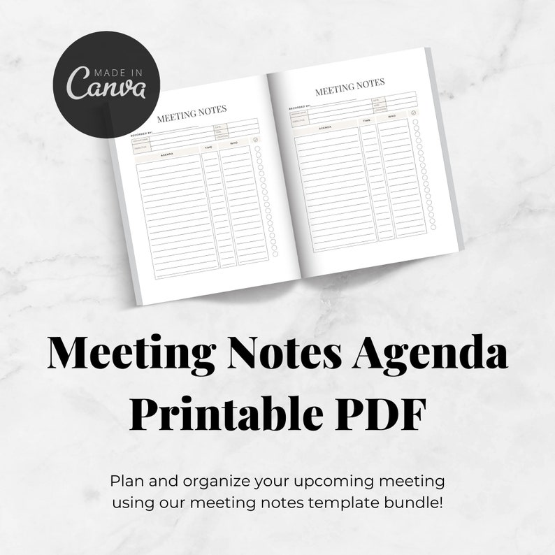 Meeting Notes Template Meeting Planner Weekly Meeting Notes Meeting ...