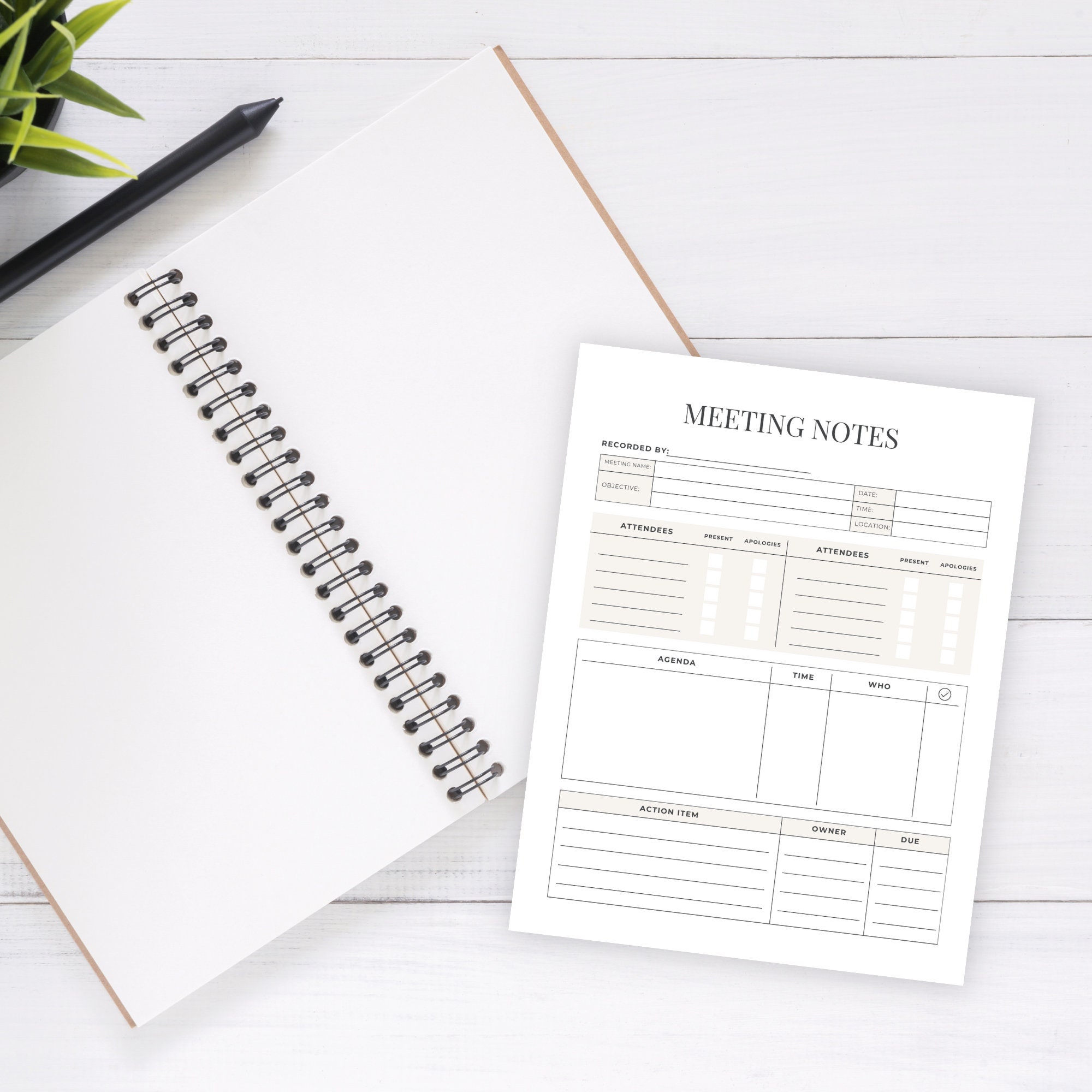 Meeting Notes Template Meeting Planner Weekly Meeting Notes Meeting ...