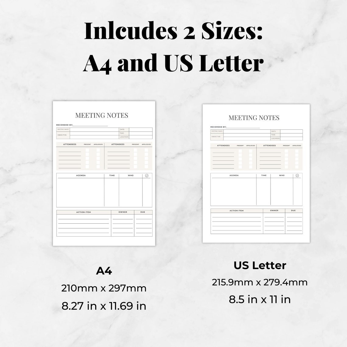 Meeting Notes Template Meeting Planner Weekly Meeting Notes Meeting ...