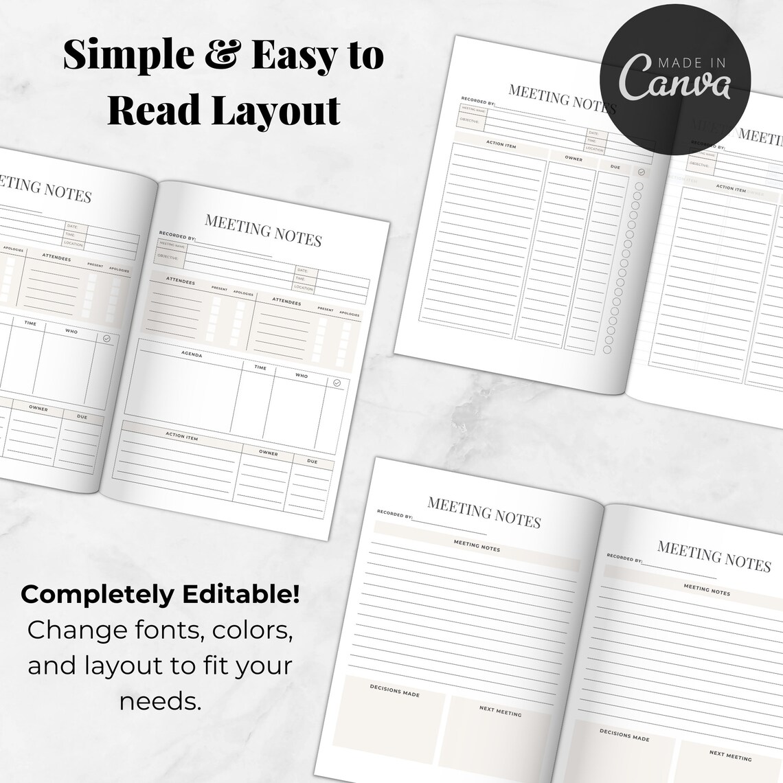 Meeting Notes Template Meeting Planner Weekly Meeting Notes Meeting ...