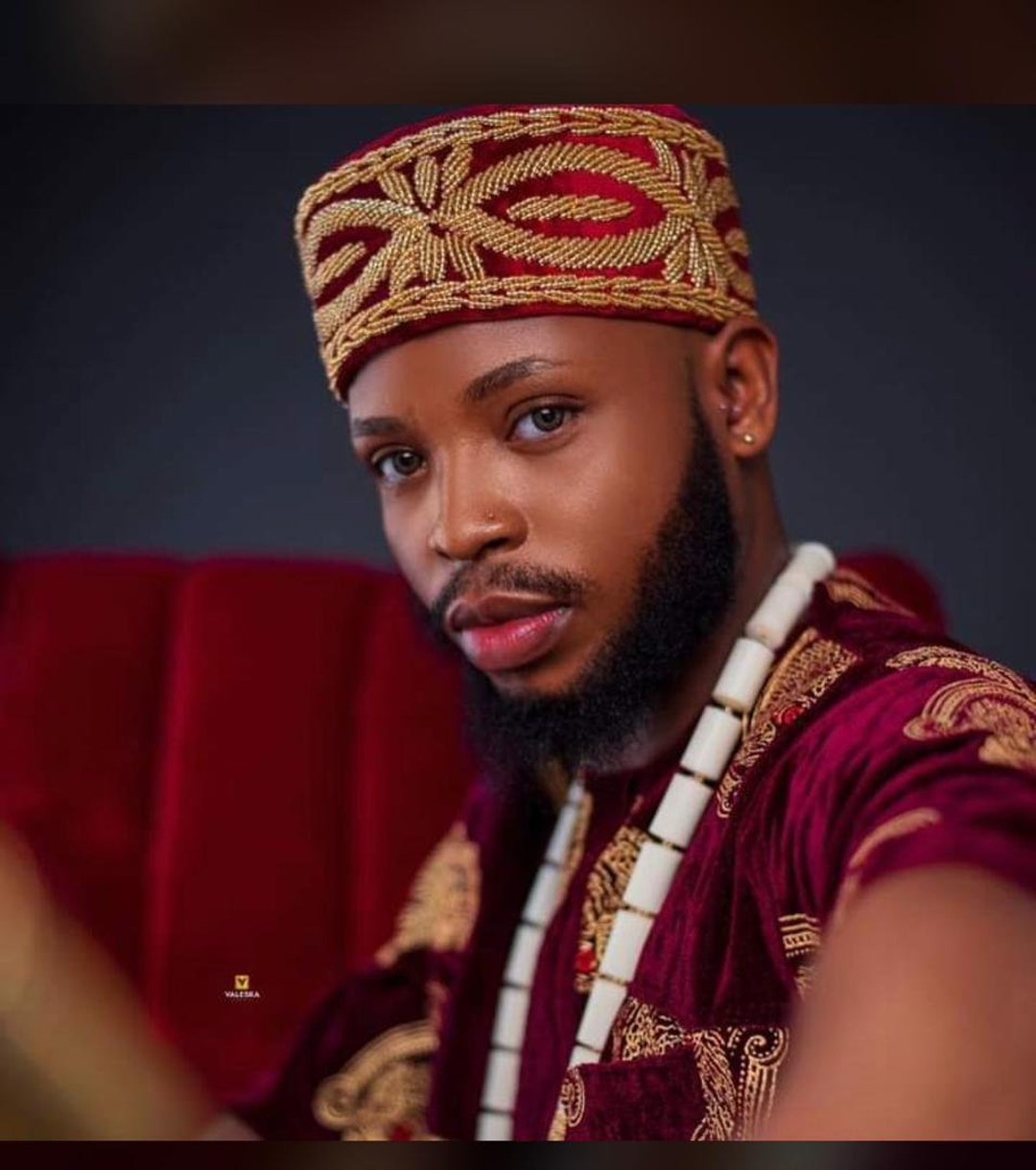 African Mens Cap. Nigerian Wedding Hat. Round Beaded Caps for - Etsy