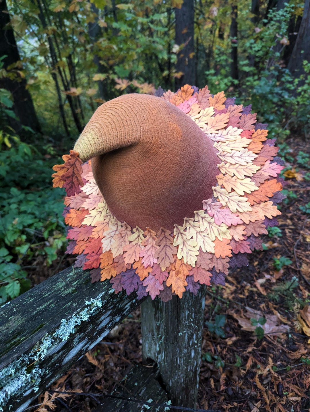Oak Leaf Witch Hat - "fall Day" Hand Painted Autumn Leaves Felt Hat ...