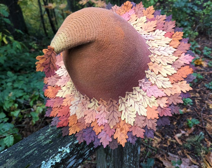 Oak Leaf Witch Hat - "fall Day" Hand Painted Autumn Leaves Felt Hat ...
